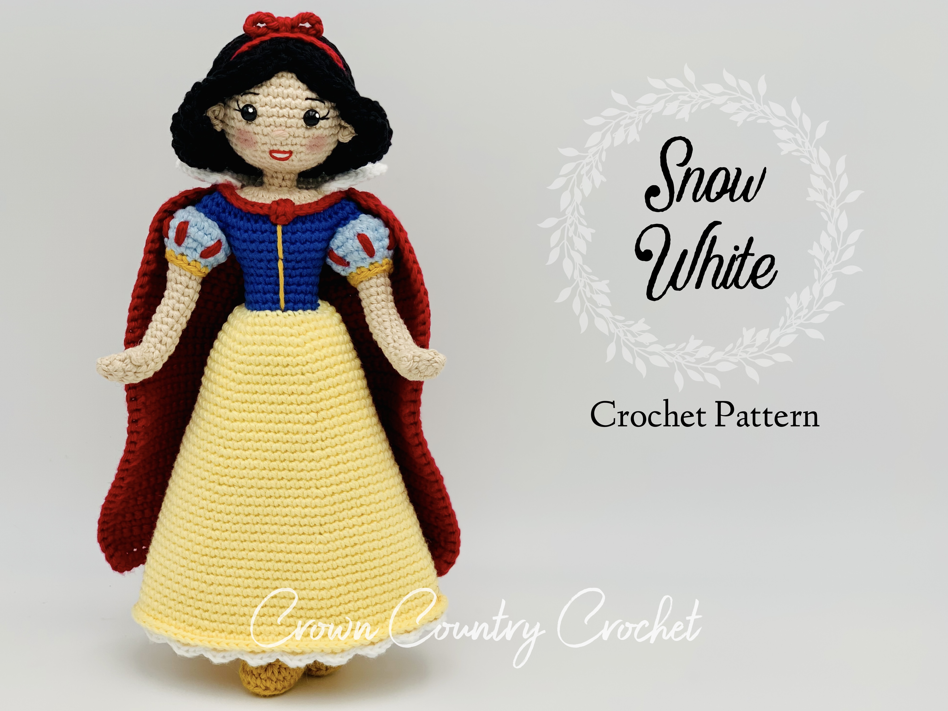 PDF CROCHET PATTERN Snow White Doll - Crown Country Crochet