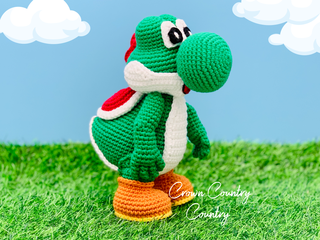 Pdf Crochet Pattern Yoshi Fan Art Dinosaur Toy Crown Country Crochet
